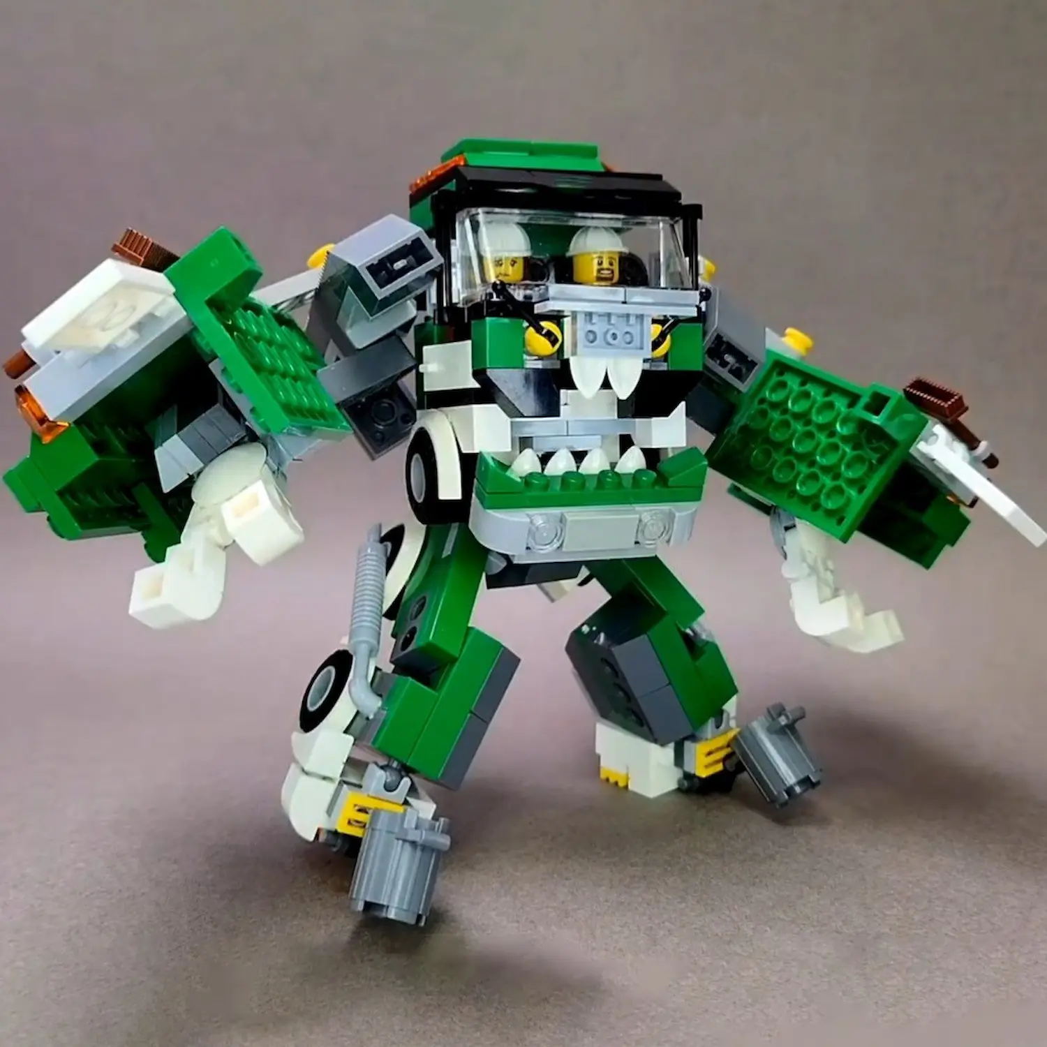 MOC – Green Garbage/Trash Truck Transformer Toys(LEGO Alternative Bricks)