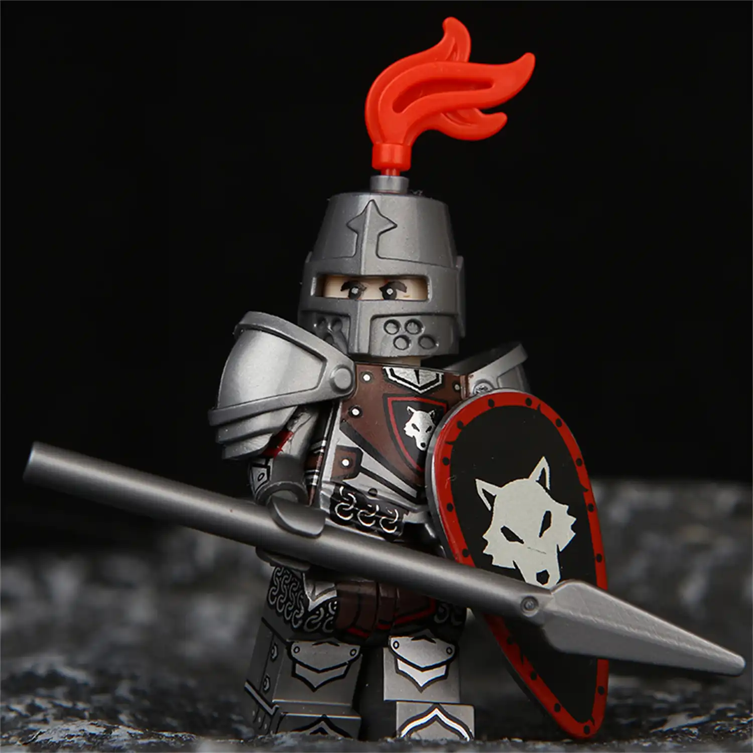Minifigure – medieval Wolf Knight (LEGO Alternative)