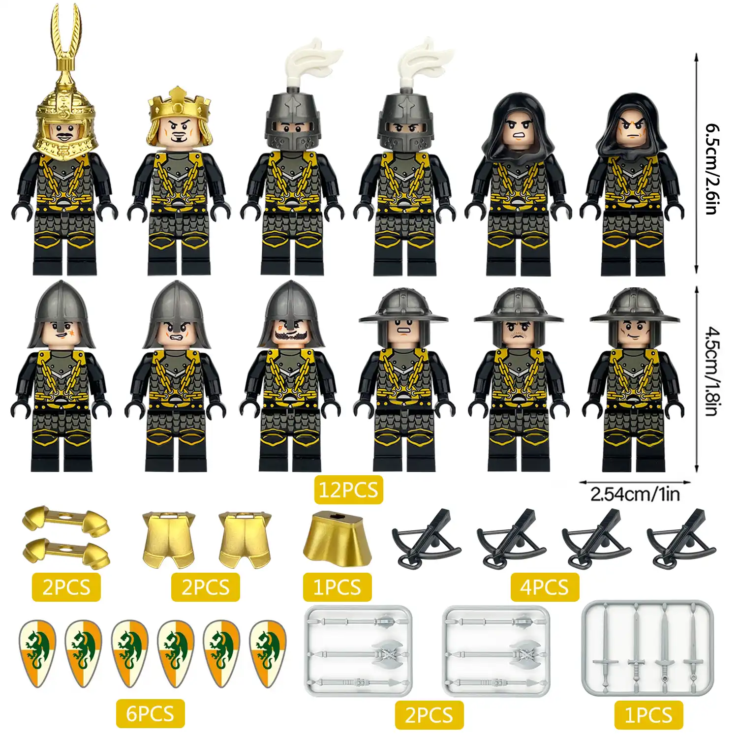Minifigure – medieval knights and custom piece black yellow (LEGO ...