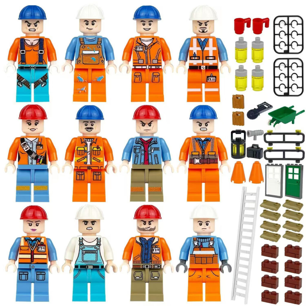 Minifigures – construction workers, engineers, or site laborers (LEGO ...